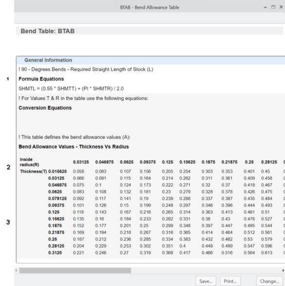 Example: Bend Table