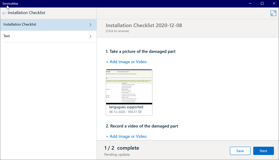 Checklist Response Types