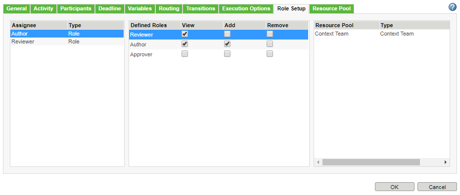 Role Setup Tab